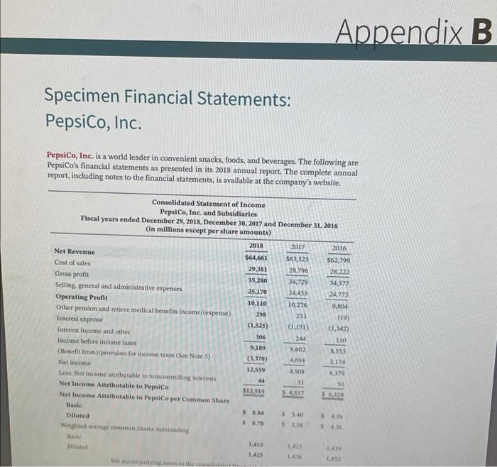 Solved pepsiCo's financial statements are presented in | Chegg.com
