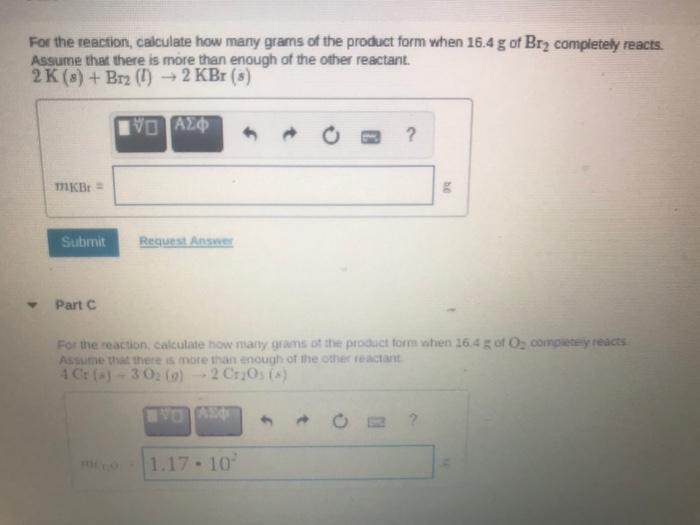 Solved For the reaction, calculate how many grams of the | Chegg.com