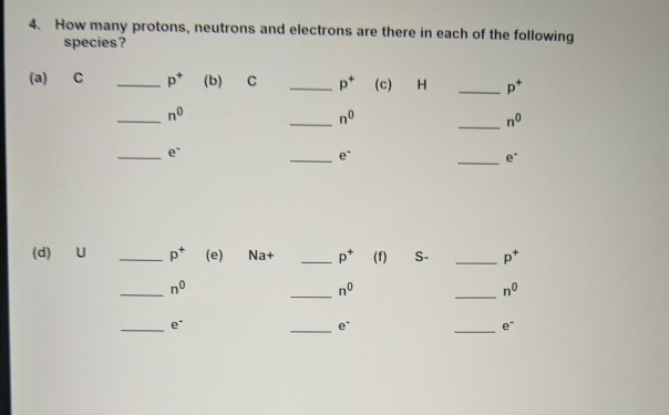 Solved 4. How many protons, neutrons and electrons are there | Chegg.com