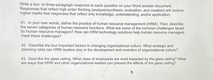 Solved Write a two-to three-paragraph response to each | Chegg.com