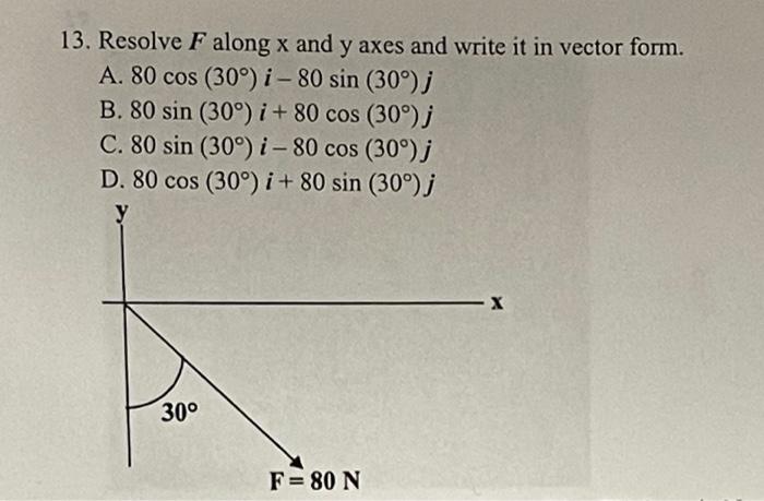 Solved 13. Resolve F along x and y axes and write it in | Chegg.com