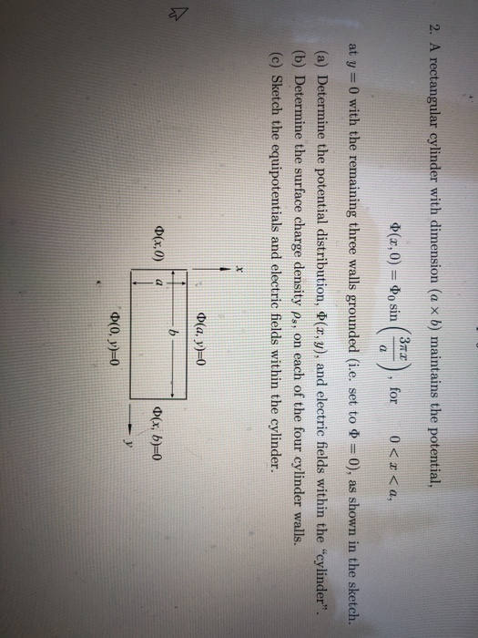 Solved 2. A rectangular cylinder with dimension (a x b) | Chegg.com