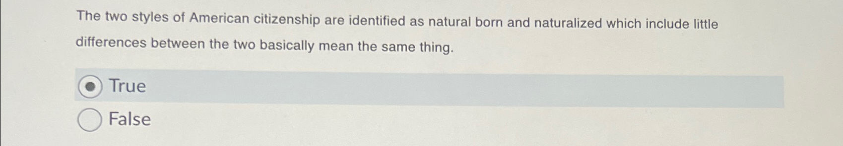 Solved The two styles of American citizenship are identified | Chegg.com