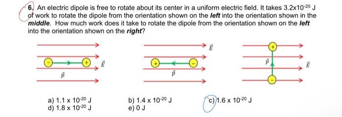 Solved 6. An electric dipole is free to rotate about its | Chegg.com