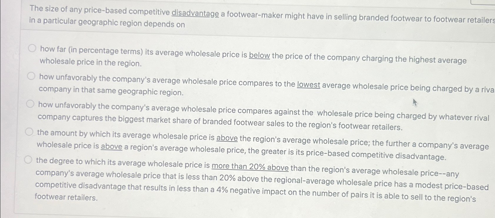 Solved The size of any price-based competitive disadvantage | Chegg.com