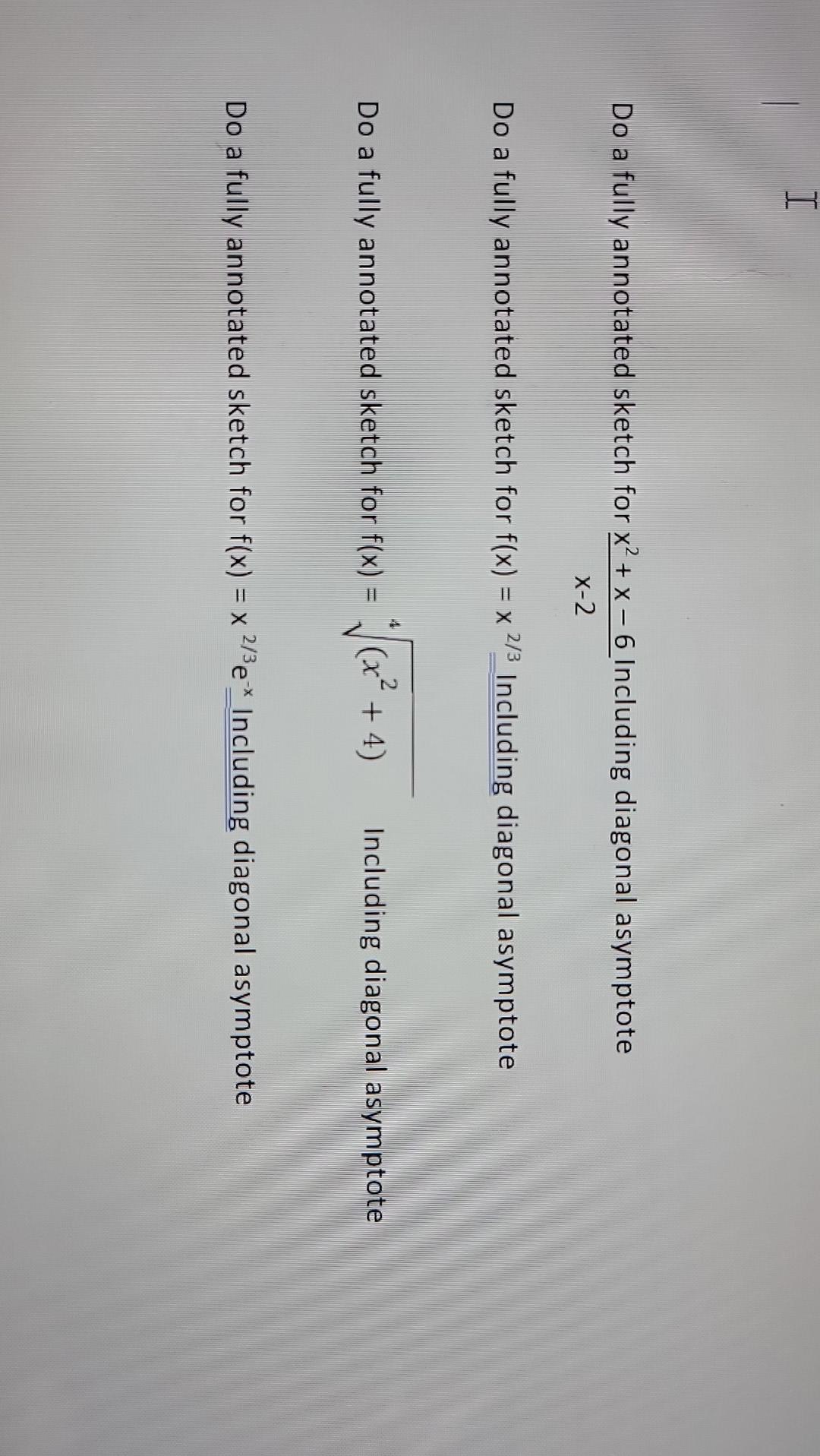 Solved Do a fully annotated sketch for x−2x2+x−6 Including | Chegg.com