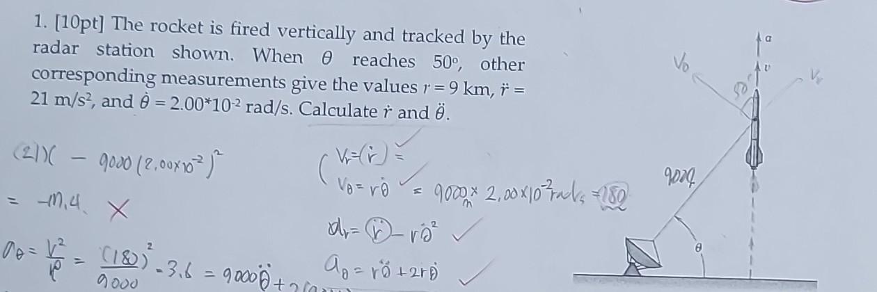 Solved 1. [10pt] The rocket is fired vertically and tracked | Chegg.com