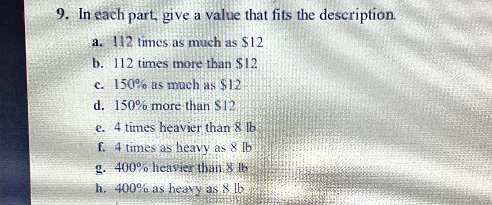 Solved In each part, give a value that fits the | Chegg.com