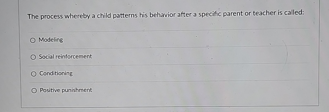Solved The process whereby a child patterns his behavior | Chegg.com