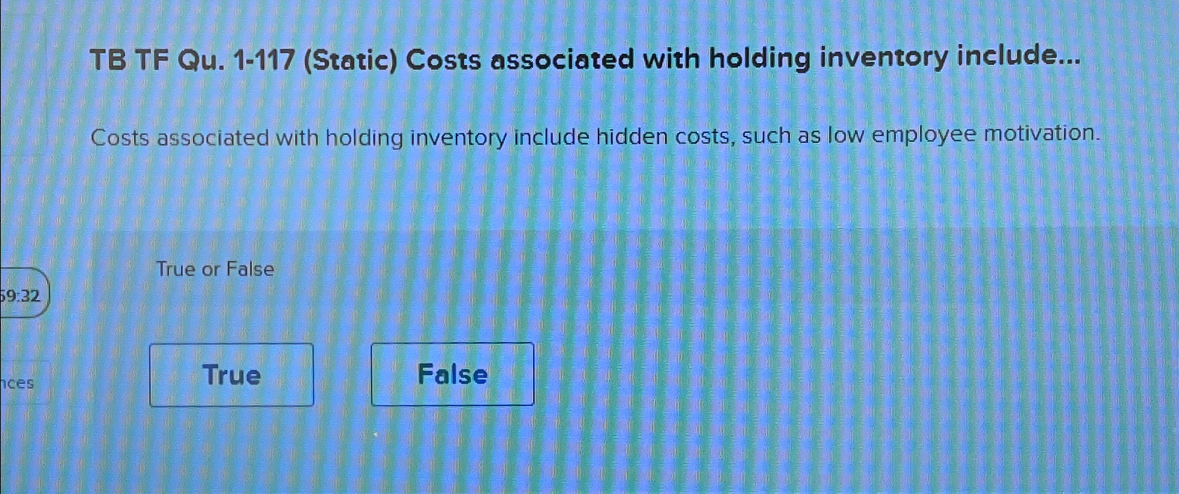 Solved Tb Tf Qu 1 117 Static ﻿costs Associated With