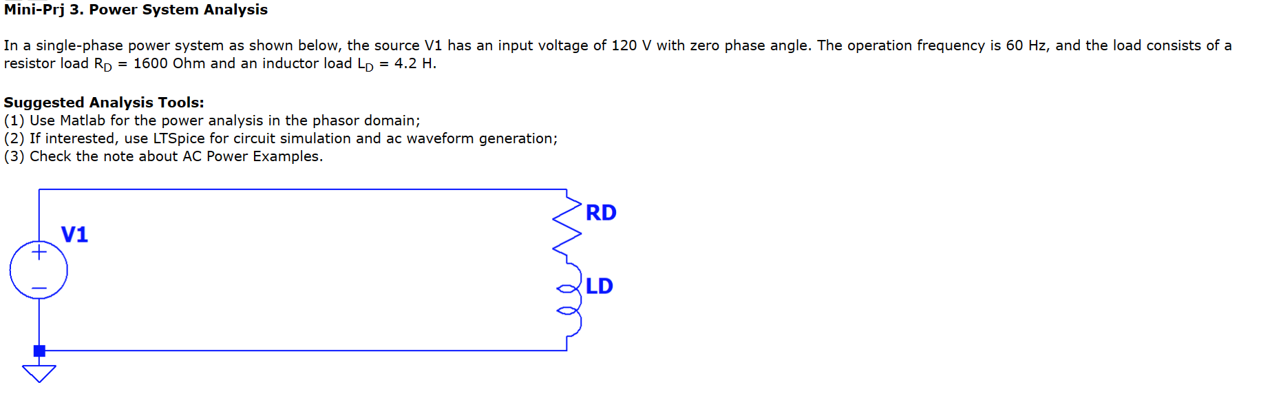 Solved Mini-Prj 3. ﻿Power System AnalysisIn a single-phase | Chegg.com