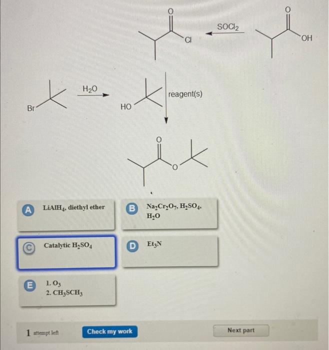Solved +SOCl2 H2O reagent(s) | Chegg.com