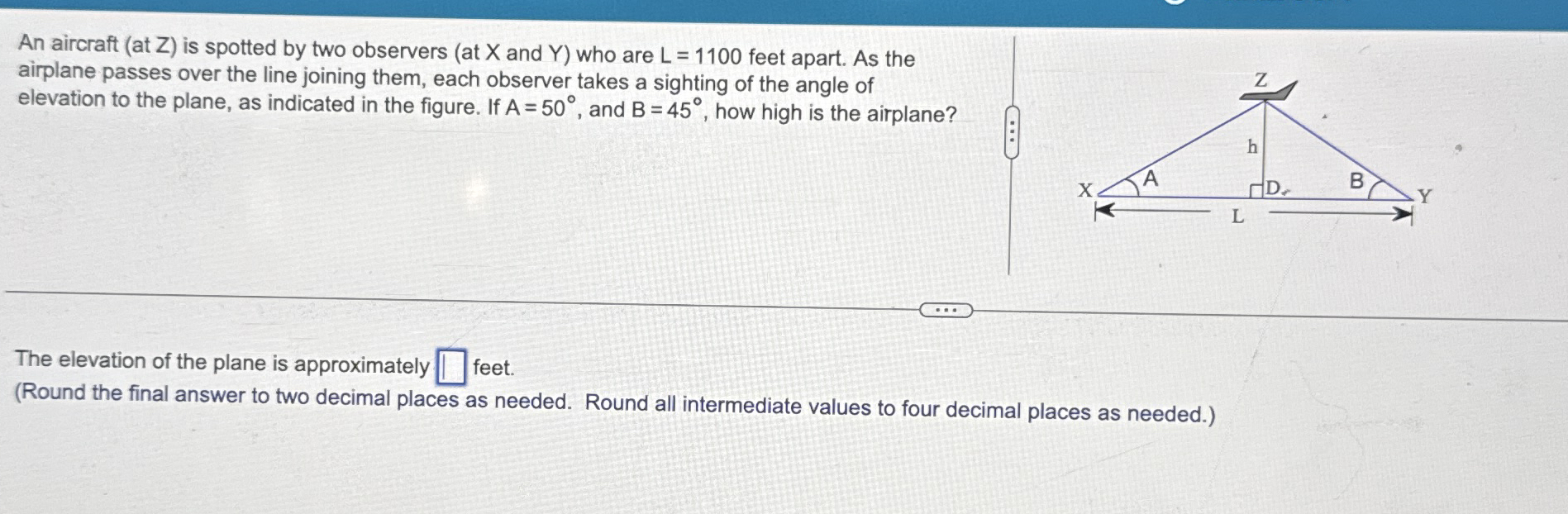 Solved An aircraft (at Z ) ﻿is spotted by two observers (at | Chegg.com