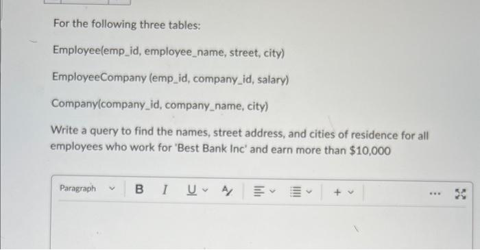 Solved For The Following Three Tables Employeeempid 3322