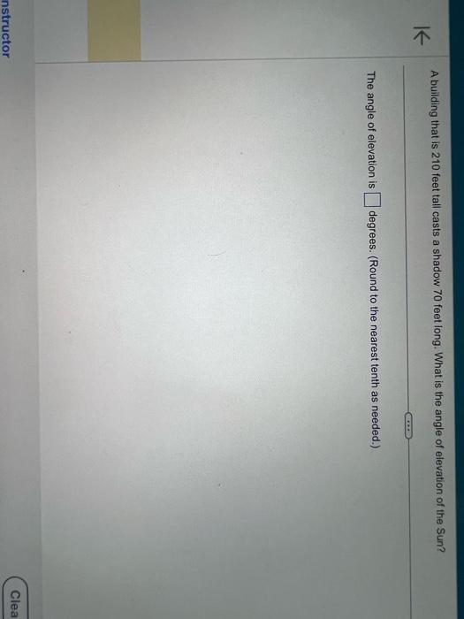 Solved A building that is 210 feet tall casts a shadow 70 | Chegg.com