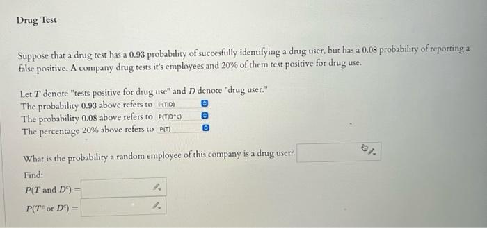 Solved Suppose that a drug test has a 0.93 probability of | Chegg.com