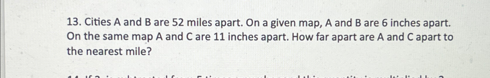 Solved Cities A and B ﻿are 52 ﻿miles apart. On a given map, | Chegg.com