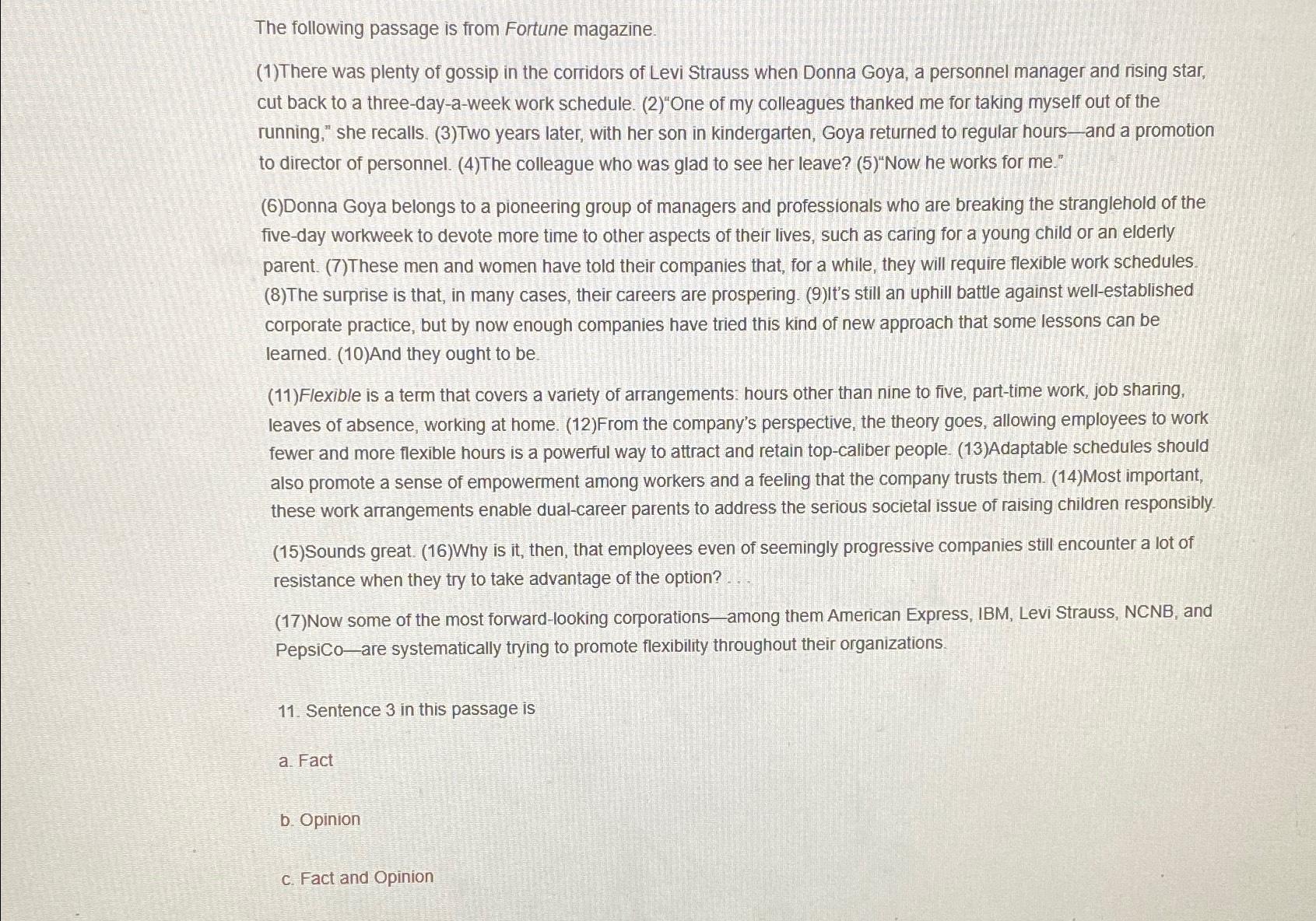 Solved The following passage is from Fortune | Chegg.com