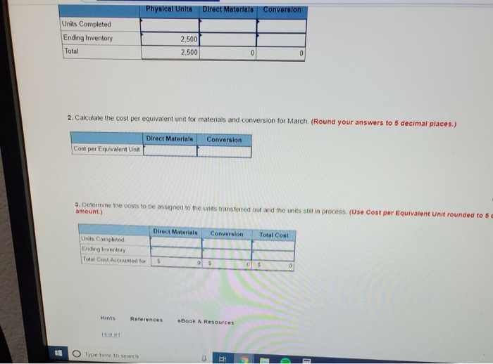 Solved Physical Units Direct Materials Conversion Units | Chegg.com
