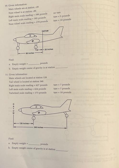 6-29 Weight and Balance d. Find the following CG | Chegg.com