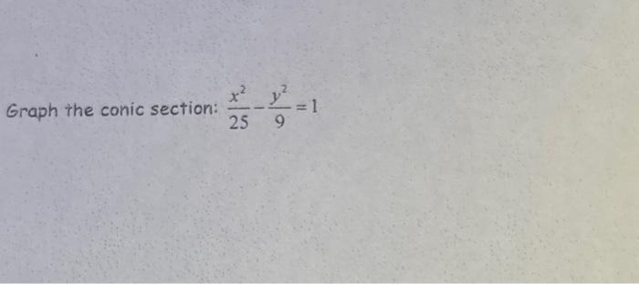 Graph the conic section: 25x2−9y2=1 | Chegg.com