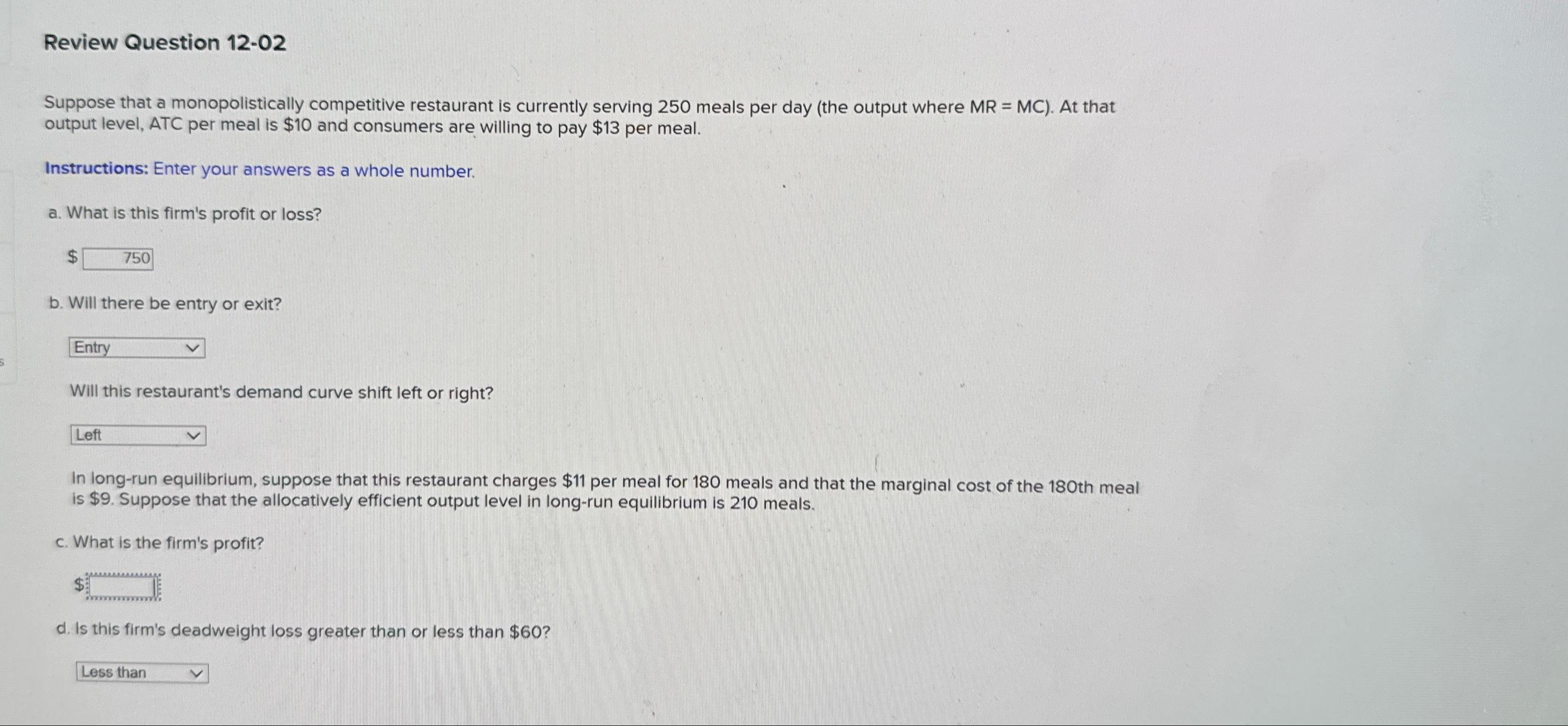 Solved Review Question 12-02Suppose that a monopolistically | Chegg.com