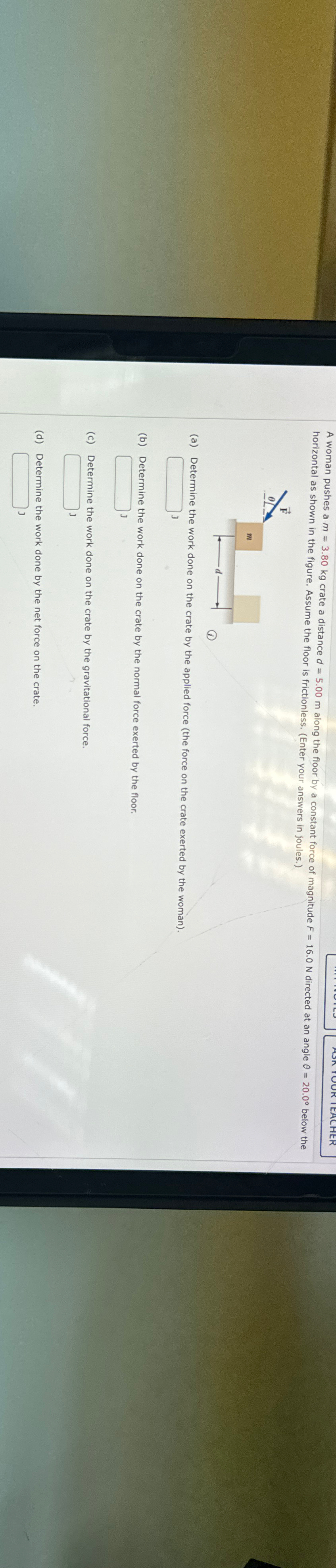 Solved horizontal as shown in the figure. Assume the floor | Chegg.com