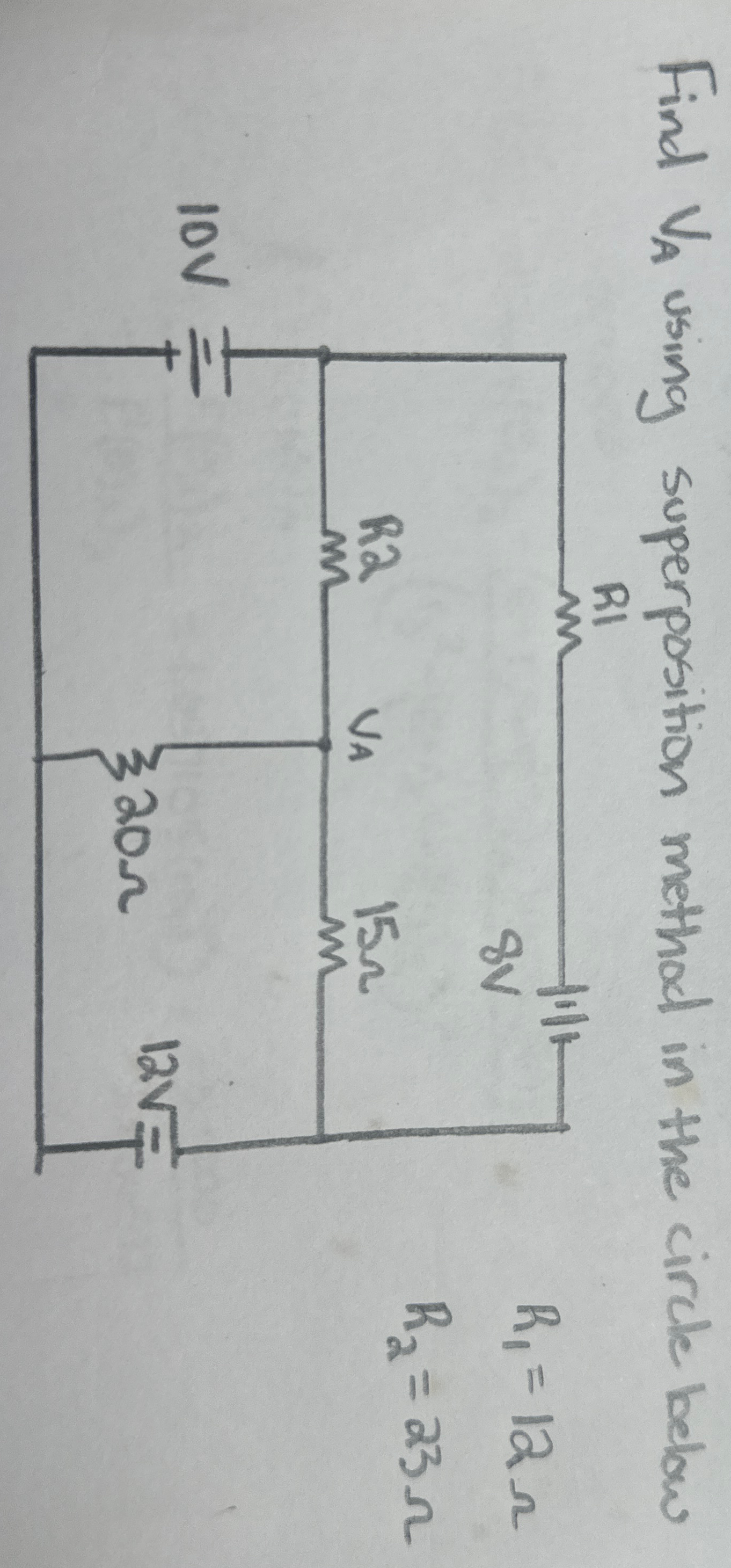 Solved by an EXPERT Find VA ﻿using superposition method in the circuit | Chegg.com