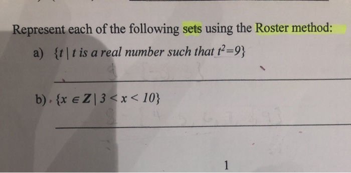Solved Represent each of the following sets using the Roster | Chegg.com