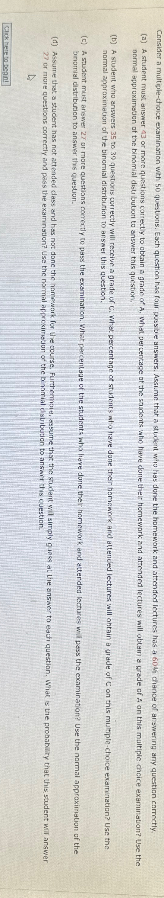 Solved Normal Approximation Of The Binomial Distribution To