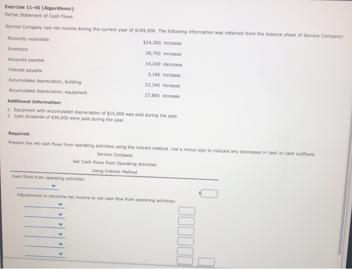 Solved Exercise 11-45 (Algorithmic) Partial Statement of | Chegg.com