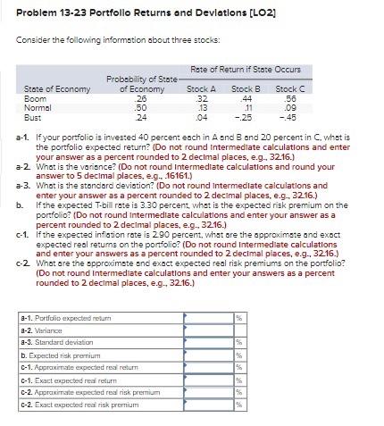 Solved Problem 13-23 Portfolio Returns and Deviations [LO2] | Chegg.com