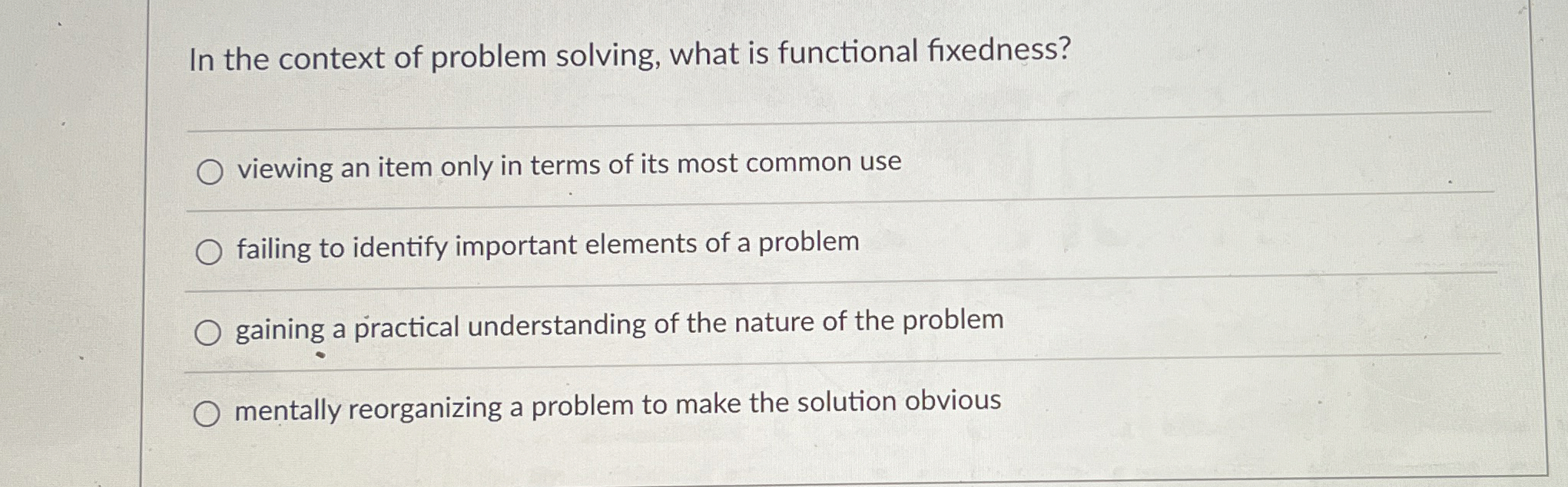 Solved In the context of problem solving, what is functional | Chegg.com