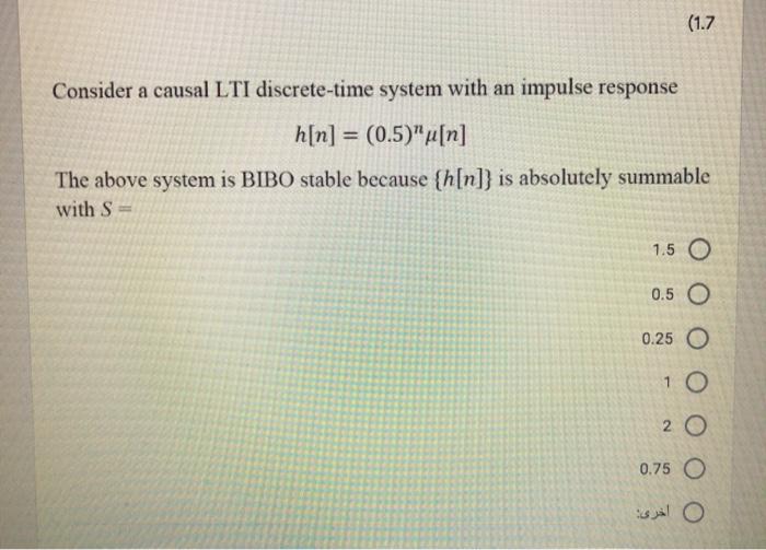 Solved (1.7 Consider a causal LTI discrete-time system with | Chegg.com
