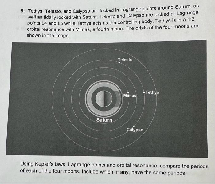 Solved 8. Tethys, Telesto, and Calypso are locked in | Chegg.com