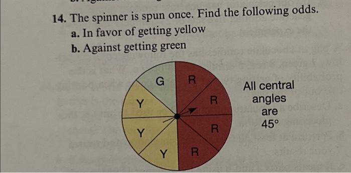 Solved 14. The spinner is spun once. Find the following | Chegg.com