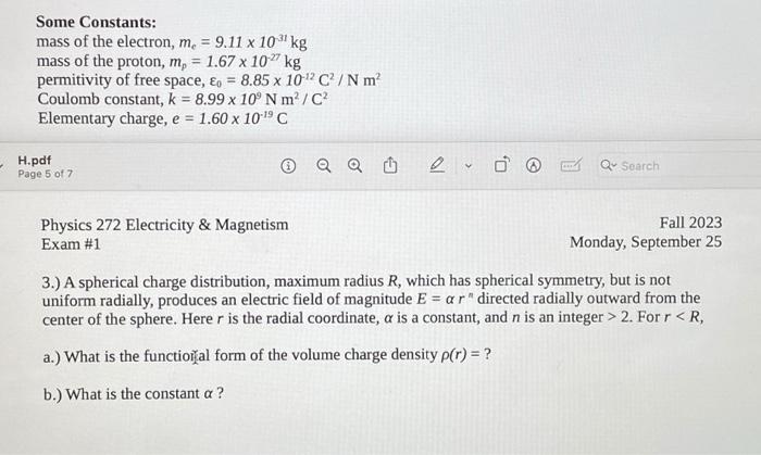 Solved Some Constants: mass of the electron, me=9.11×1031 kg | Chegg.com