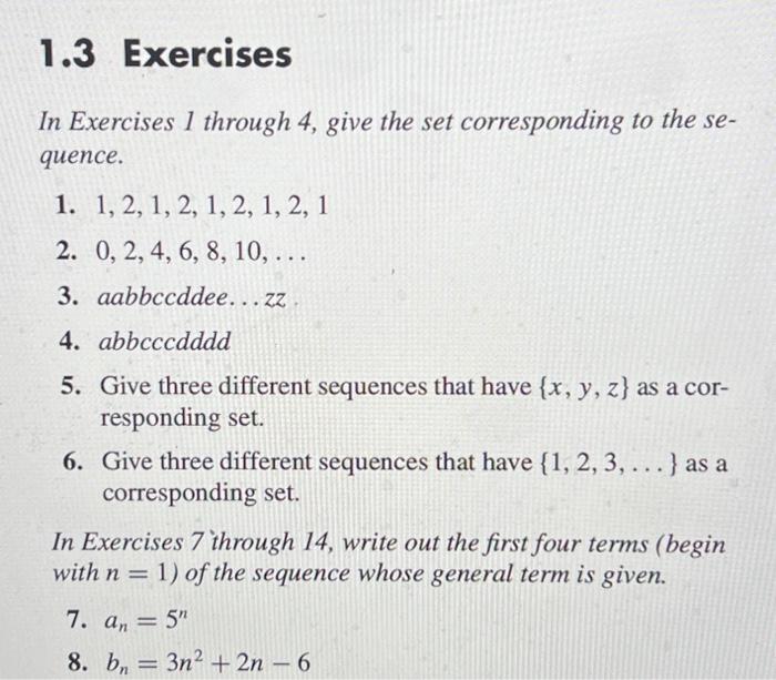 Solved In Exercises 1 through 4, give the set corresponding | Chegg.com