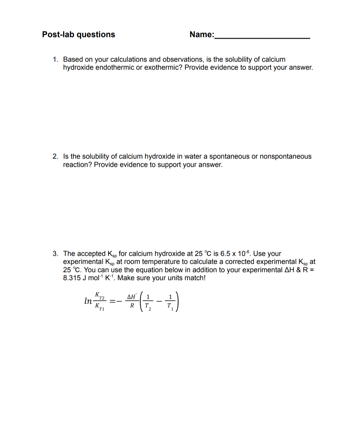 Post-lab questionsNameBased on your calculations and | Chegg.com