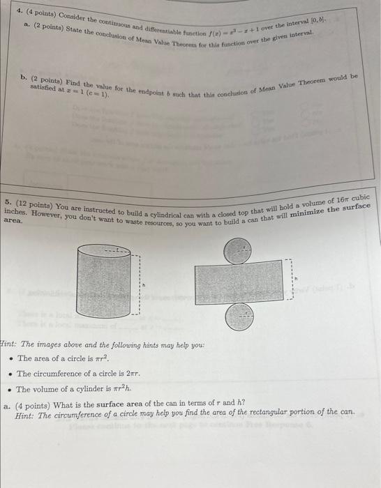 Solved 4. (4 pointi) Consider the contimuoun and | Chegg.com