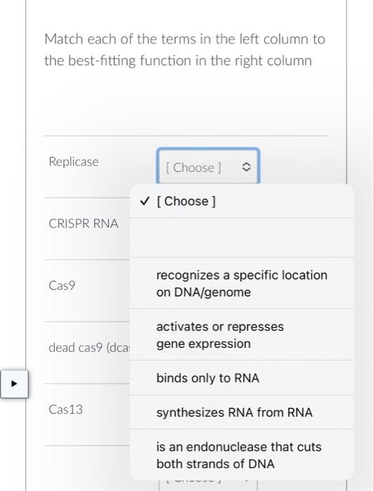 Solved Match each of the terms in the left column to the | Chegg.com