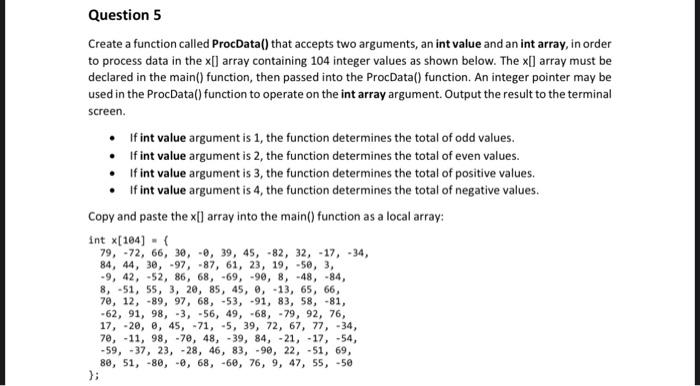 Solved Create a function called ProcData() that accepts two | Chegg.com