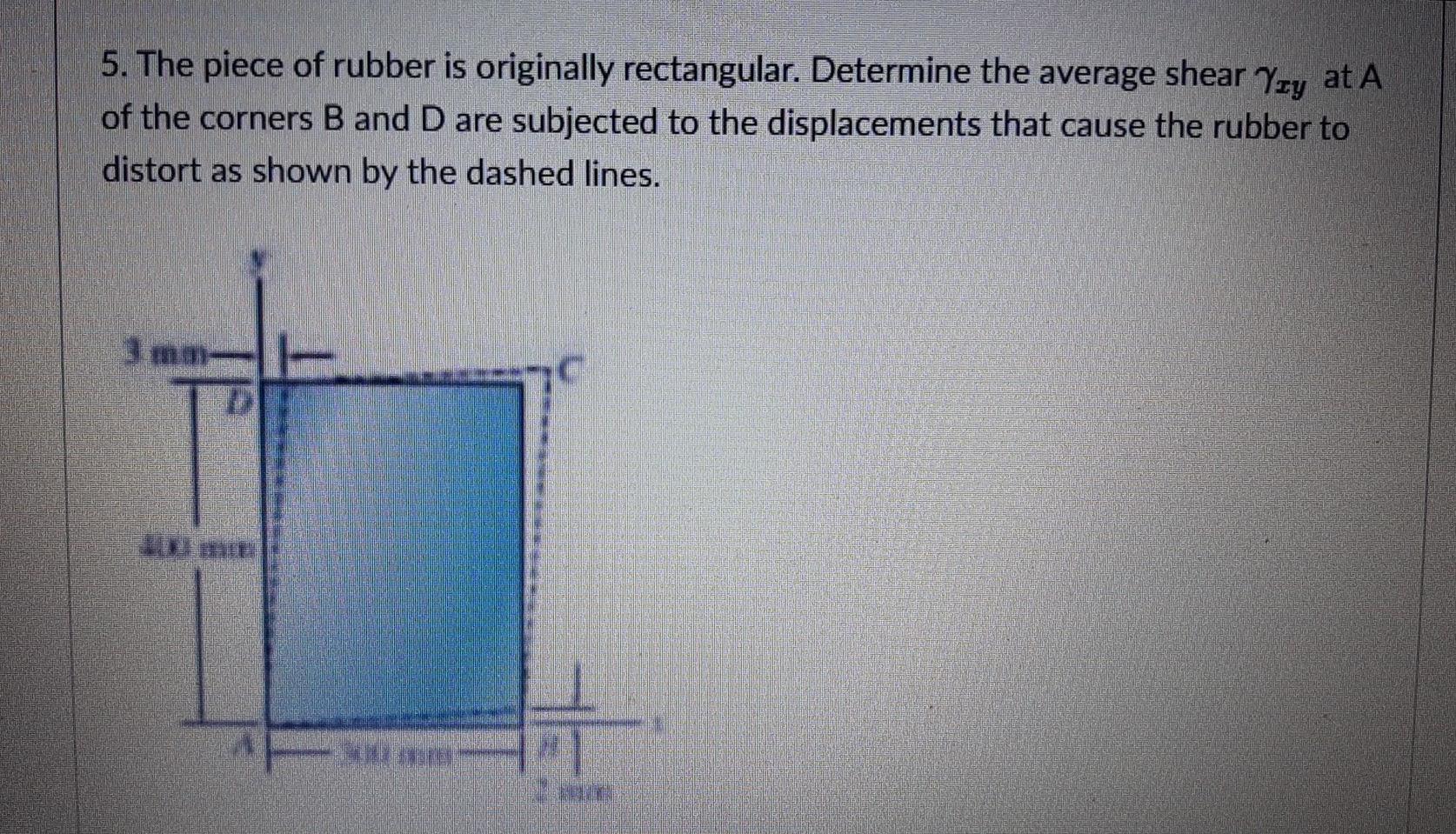 Solved 5. The piece of rubber is originally rectangular. | Chegg.com