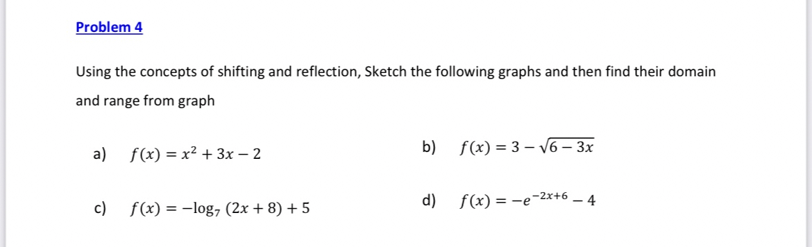 Solved Problem 4Using the concepts of shifting and | Chegg.com