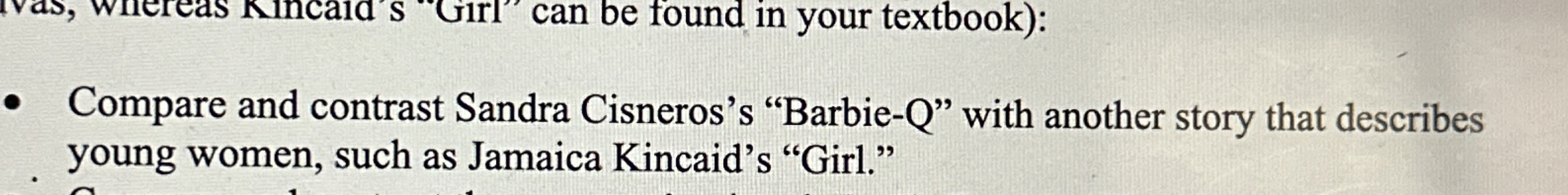 Solved Compare and contrast Sandra Cisneros's "Barbie-Q" | Chegg.com