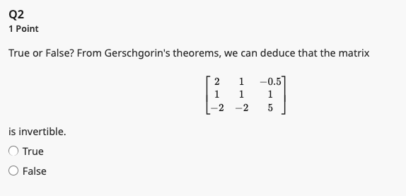 Solved Q21 ﻿PointTrue or False? From Gerschgorin's theorems, | Chegg.com