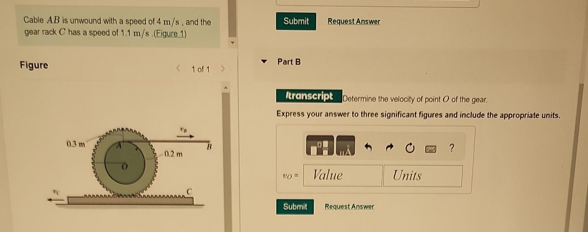 Solved Cable AB is unwound with a speed of 4 m/s, and the | Chegg.com