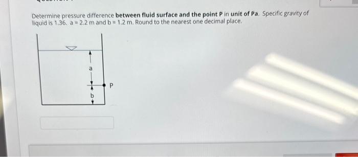 Solved Determine pressure difference between fluid surface | Chegg.com