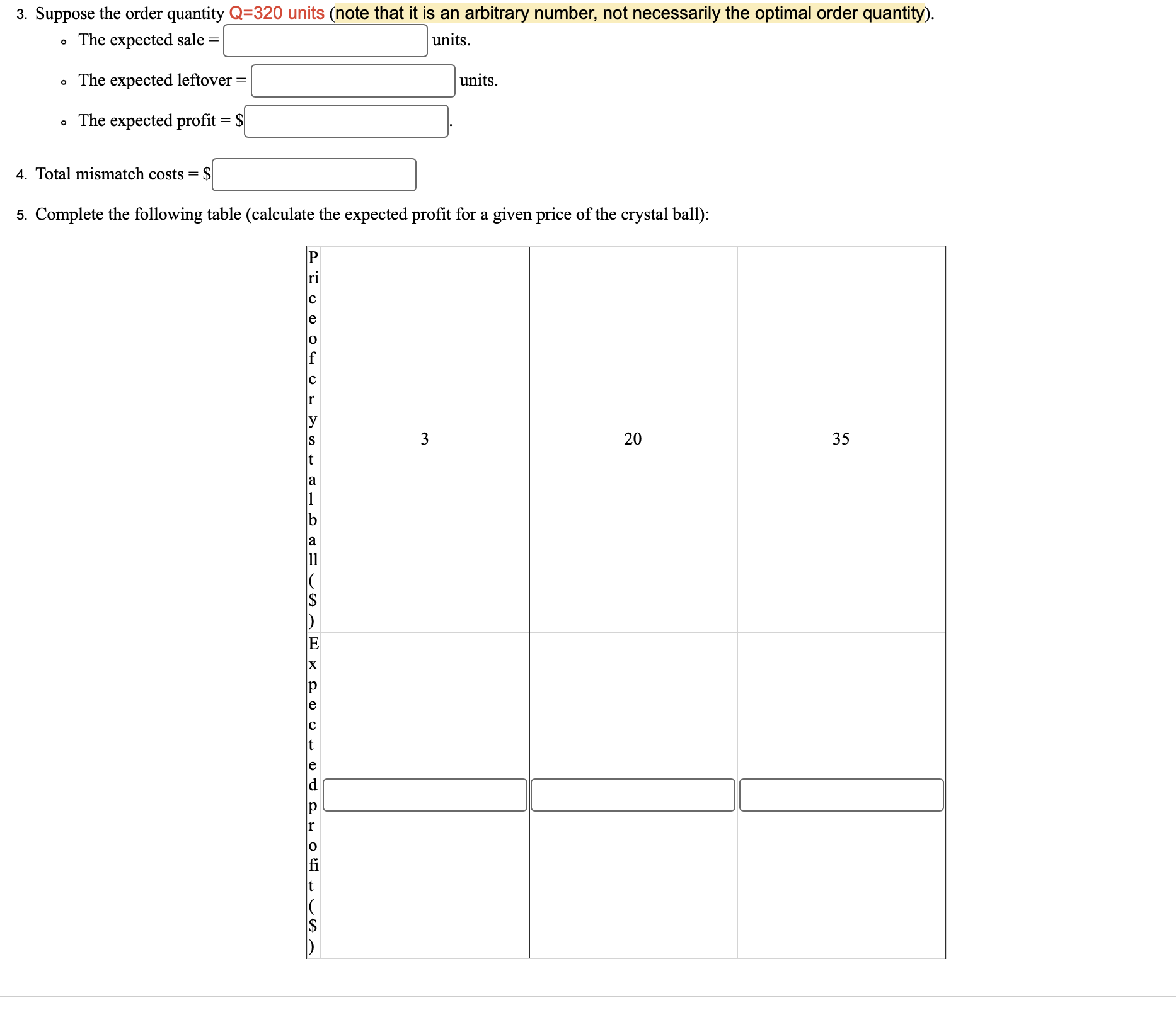 Solved Suppose the order quantity Q=320 ﻿units (note that it | Chegg.com