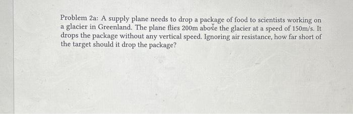 Solved Problem 2a: A supply plane needs to drop a package of | Chegg.com